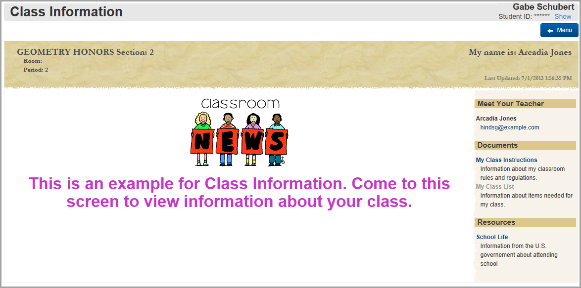 Viewing Class Information – ProgressBook Parent & Student
