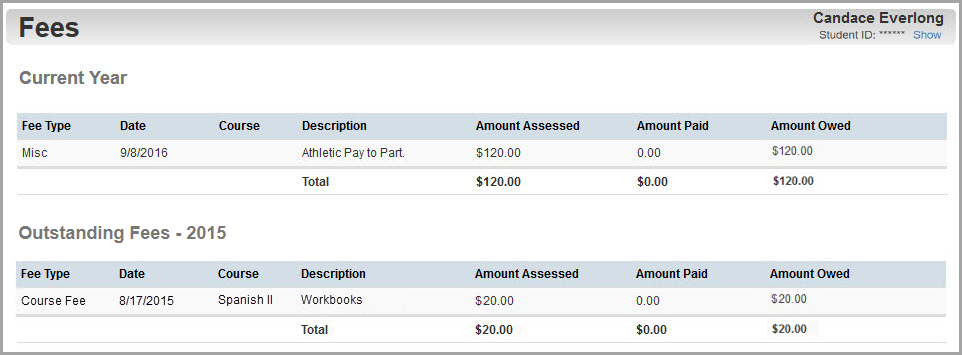 Viewing Outstanding Fees – ProgressBook Parent & Student